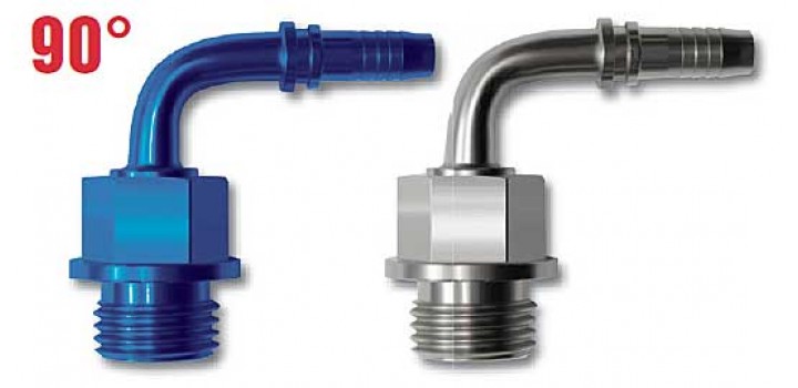 90° Port Thread Hose End - Smooth Bore