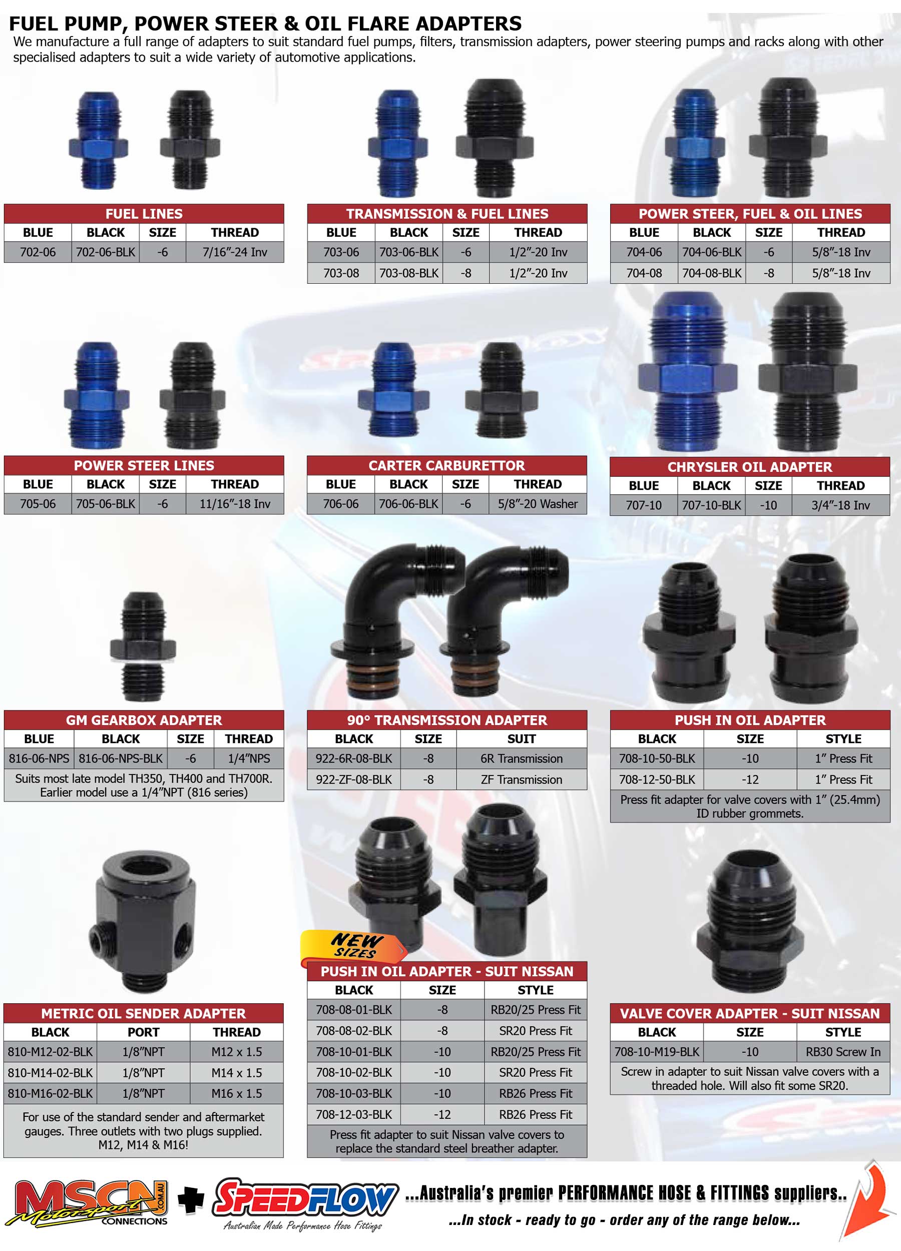 Fuel & Oil Flare Adaptors - P22