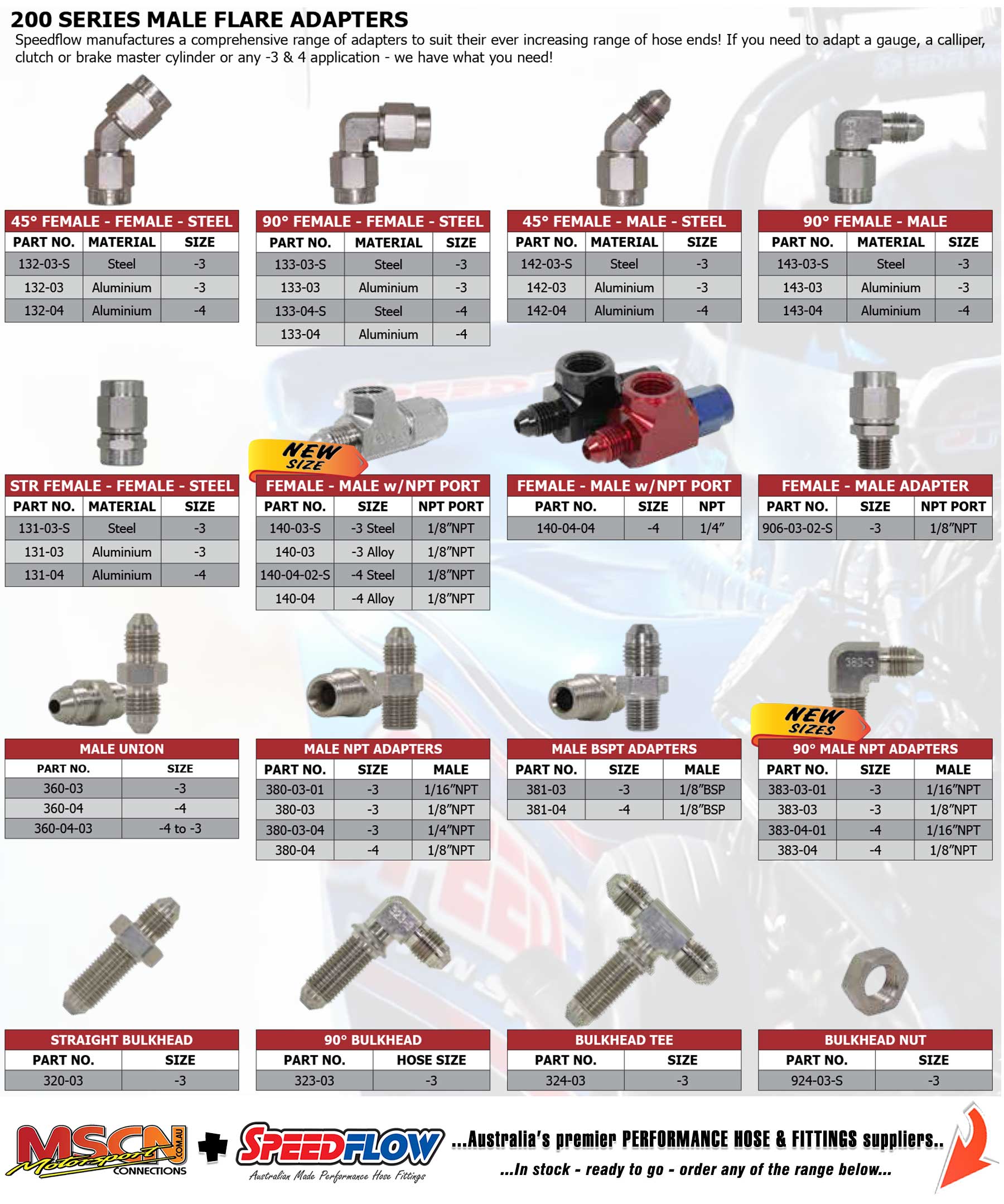 P44 Male Flare Adaptors
